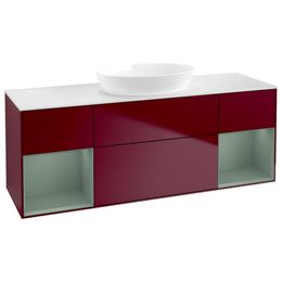 Villeroy & Boch Villeroy und Boch Finion Waschtischunterschrank GD01GMHB 120cm, Abdeckplatte white matt, Emotion, Regale Olive matt lacquer, Peony Matt
