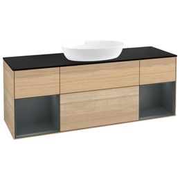 Villeroy & Boch Villeroy und Boch Finion Waschtischunterschrank GD02HGPC 120cm, Abdeckplatte black matt, Emotion, Regale Midnight matt lacquer, Oak Veneer