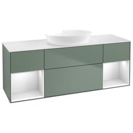 Villeroy & Boch Villeroy und Boch Finion Waschtischunterschrank GD01MTGM 120cm, Abdeckplatte white matt, Emotion, Regale White matt lacquer, Olive Matt Lacquer