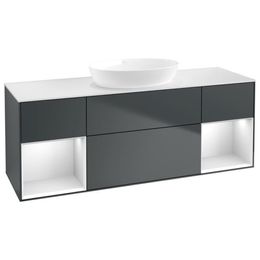 Villeroy & Boch Villeroy und Boch Finion Waschtischunterschrank GD01MTHG 120cm, Abdeckplatte white matt, Emotion, Regale White matt lacquer, Midnight Blue Matt Lacquer