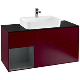 Villeroy & Boch Villeroy und Boch Finion Waschtischunterschrank G412HGHB 120cm, Abdeckplatte black matt, Emotion, Regal links Midnight Blue Matt Lacquer, Peony Matt