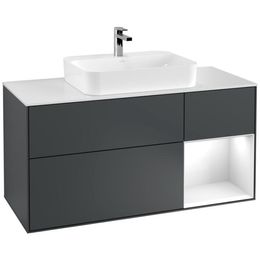 Villeroy & Boch Villeroy und Boch Finion Waschtischunterschrank F421GFHG 120cm, Abdeckplatte white matt, Regal rechts Glossy white lacquer, Midnight Blue Matt Lacquer