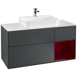 Villeroy & Boch Villeroy und Boch Finion Waschtischunterschrank F421HBHG 120cm, Abdeckplatte white matt, Regal rechts Peony, Midnight Blue Matt Lacquer