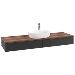 Villeroy & Boch Villeroy und Boch Antao Waschtisch-Unterschrank K14152PD 160x19x50cm, Hahnlochbohrung, Waschbeckenplattenfarbe warm walnut, black matt lacquer