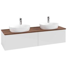 Villeroy & Boch Villeroy und Boch Antao Waschtisch-Unterschrank K39052GF 160x36x50cm, Hahnlochbohrung, Waschbeckenplattenfarbe warm walnut, glossy white lacquer