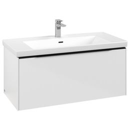 Villeroy & Boch Villeroy und Boch Subway 3.0 Waschtisch-Unterschrank C569L1VE 97,3x42,9x47,8cm, mit LED/Griff Volcano black, brilliant white