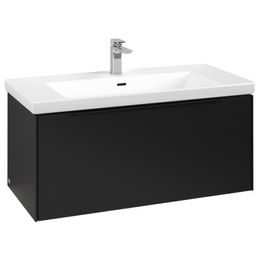 Villeroy & Boch Villeroy und Boch Subway 3.0 Waschtisch-Unterschrank C569L1VL 97,3x42,9x47,8cm, mit LED/Griff Volcano black, volcano black