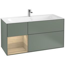 Villeroy & Boch Villeroy und Boch Finion Waschtischunterschrank G060PCGM 119,6x59,1cm, Emotion, Regal links Oak Veneer, Olive Matt Lacquer