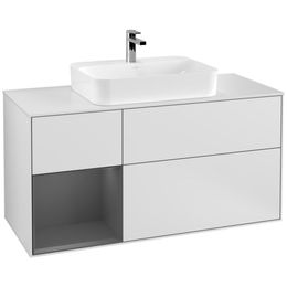 Villeroy & Boch Villeroy und Boch Finion Waschtischunterschrank G411GKMT 120cm, Abdeckplatte white matt, Emotion, Regal links Anthracite matt, White matt lacquer