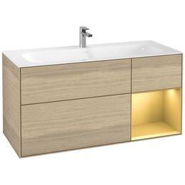Villeroy & Boch Villeroy und Boch Finion Waschtischunterschrank G070HFPC 119,6x59,1cm, Emotion, Regal rechts Gold matt, Oak Veneer