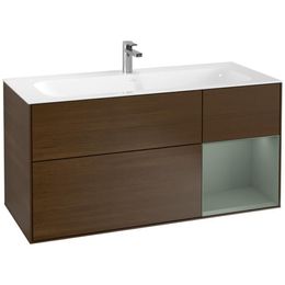 Villeroy & Boch Villeroy und Boch Finion Waschtischunterschrank G070GMGN 119,6x59,1cm, Emotion, Regal rechts Olive Matt Lacquer, Walnut veneer