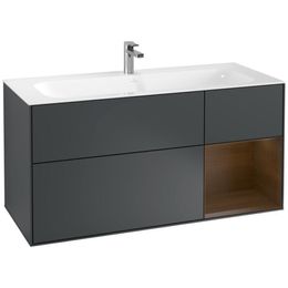 Villeroy & Boch Villeroy und Boch Finion Waschtischunterschrank G070GNHG 119,6x59,1cm, Emotion, Regal rechts Walnut veneer, Midnight Blue Matt Lacquer