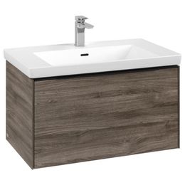 Villeroy & Boch Villeroy und Boch Subway 3.0 Waschtisch-Unterschrank C573L1RK 77,2x42,9x47,8cm, mit LED/Griff Volcano black, stone oak