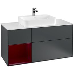 Villeroy & Boch Villeroy und Boch Finion Waschtischunterschrank G411HBHG 120cm, Abdeckplatte white matt, Emotion, Regal links Peony, Midnight Blue Matt Lacquer