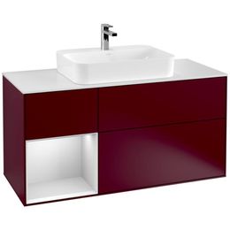Villeroy & Boch Villeroy und Boch Finion Waschtischunterschrank G411MTHB 120cm, Abdeckplatte white matt, Emotion, Regal links White matt lacquer, Peony Matt