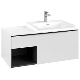 Villeroy & Boch Villeroy und Boch Subway 3.0 Waschtisch-Unterschrank C571L1VF 100,1x42,25x51,6cm, mit LED/Griff Volcano black, pure white