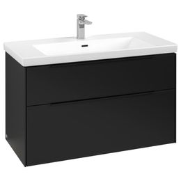 Villeroy & Boch Villeroy und Boch Subway 3.0 Waschtisch-Unterschrank C570L1VL 97,3x57,6x47,8cm, mit LED/Griff Volcano black, volcano black