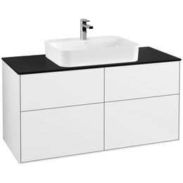 Villeroy & Boch Villeroy und Boch Finion Waschtischunterschrank F38200GF 120x60,3cm, Abdeckplatte black matt, Glossy white lacquer