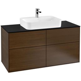 Villeroy & Boch Villeroy und Boch Finion Waschtischunterschrank G38200GN 120x60,3cm, Emotion, Abdeckplatte black matt, Walnut veneer