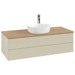 Villeroy & Boch Villeroy und Boch Antao Waschtisch-Unterschrank K21051HJ 120x36x50cm, Hahnloch, Waschbeckenplattenfarbe honey oak, silk grey matt lacquer