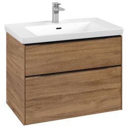Villeroy & Boch Villeroy und Boch Subway 3.0 Waschtisch-Unterschrank C57401RH 77,2x57,6x47,8 cm, ohne LED, kansas oak, Griff Volcano black