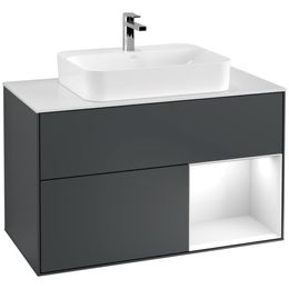 Villeroy & Boch Villeroy und Boch Finion Waschtischunterschrank G371GFHG 100cm, Abdeckplatte white matt, Emotion, Regal rechts Glossy white lacquer, Midnight Blue Matt Lacquer