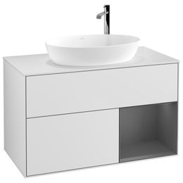Villeroy & Boch Villeroy und Boch Finion Waschtischunterschrank G901GKMT 100cm, Abdeckplatte white matt, Emotion, Regale Anthracite matt lacquer, White matt lacquer
