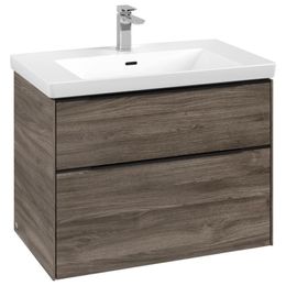 Villeroy & Boch Villeroy und Boch Subway 3.0 Waschtisch-Unterschrank C574L1RK 77,2x57,6x47,8cm, mit LED/Griff Volcano black, stone oak