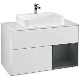 Villeroy & Boch Villeroy und Boch Finion Waschtischunterschrank G371HGMT 100cm, Abdeckplatte white matt, Emotion, Regal rechts Midnight Blue Matt Lacquer, White matt lacquer