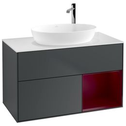 Villeroy & Boch Villeroy und Boch Finion Waschtischunterschrank G901HBHG 100cm, Abdeckplatte white matt, Emotion, Regale Peony matt lacquer, Midnight Blue Matt Lacquer