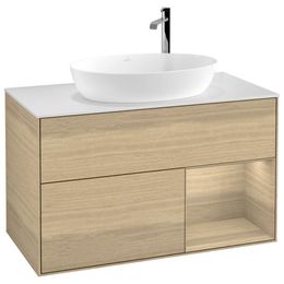 Villeroy & Boch Villeroy und Boch Finion Waschtischunterschrank G901PCPC 100cm, Abdeckplatte white matt, Emotion, Regale Oak Veneer, Oak Veneer