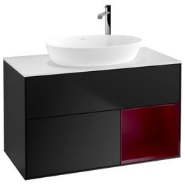 Villeroy & Boch Villeroy und Boch Finion Waschtischunterschrank G901HBPD 100cm, Abdeckplatte white matt, Emotion, Regale Peony matt lacquer, Black matt lacquer