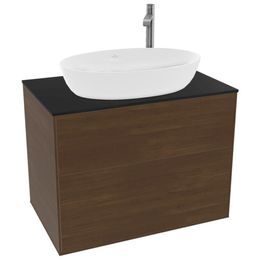 Villeroy & Boch Villeroy und Boch Finion Waschtischunterschrank G87200GN 80x60,3cm, Emotion, Abdeckplatte black matt, Walnut veneer