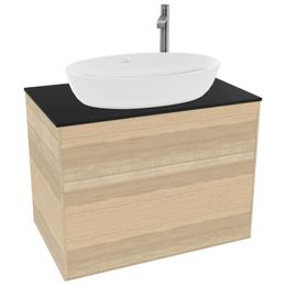 Villeroy & Boch Villeroy und Boch Finion Waschtischunterschrank F87200PC 80x60,3cm, Abdeckplatte black matt, Oak Veneer