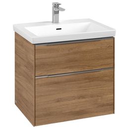 Villeroy & Boch Villeroy und Boch Subway 3.0 Waschtisch-Unterschrank C57600RH 62,2x57,6x47,8cm, ohne LED/Griff Aluminium gl&auml;nzend, kansas oak