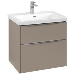 Villeroy & Boch Villeroy und Boch Subway 3.0 Waschtisch-Unterschrank C576L0VM 62,2x57,6x47,8cm, mit LED/Griff Aluminium gl&auml;nzend, taupe