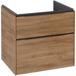 Villeroy & Boch Villeroy und Boch Subway 3.0 Waschtisch-Unterschrank C576L1RH 62,2x57,6x47,8cm, mit LED/Griff Volcano black, kansas oak