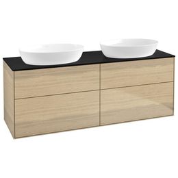 Villeroy & Boch Villeroy und Boch Finion Waschtischunterschrank FA8200PC 160x60,3cm, Abdeckplatte black matt, Oak Veneer