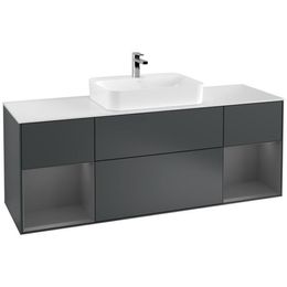 Villeroy & Boch Villeroy und Boch Finion Waschtischunterschrank G451GKHG 160cm, Abdeckplatte white matt, Emotion, Regale Anthracite matt lacquer, Midnight Blue Matt Lacquer