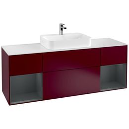 Villeroy & Boch Villeroy und Boch Finion Waschtischunterschrank G451HGHB 160cm, Abdeckplatte white matt, Emotion, Regale Midnight matt lacquer, Peony Matt