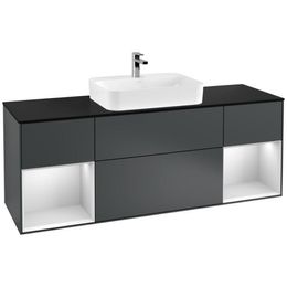Villeroy & Boch Villeroy und Boch Finion Waschtischunterschrank G452MTHG 160cm, Abdeckplatte black matt, Emotion, Regale White matt lacquer, Midnight Blue Matt Lacquer