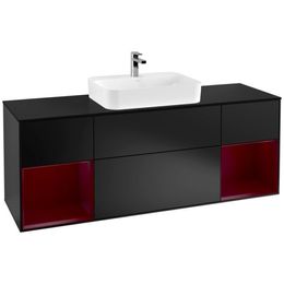 Villeroy & Boch Villeroy und Boch Finion Waschtischunterschrank G452HBPD 160cm, Abdeckplatte black matt, Emotion, Regale Peony matt lacquer, Black matt lacquer