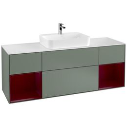 Villeroy & Boch Villeroy und Boch Finion Waschtischunterschrank F451HBGM 160x60,3cm, Abdeckplatte white matt, Regale Peony matt lacquer, Olive Matt Lacquer