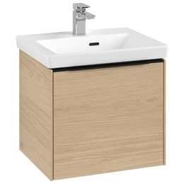 Villeroy & Boch Villeroy und Boch Subway 3.0 Waschtisch-Unterschrank C580L1VJ 47,3x42,9x40,75cm, mit LED/Griff Volcano black, nordic oak