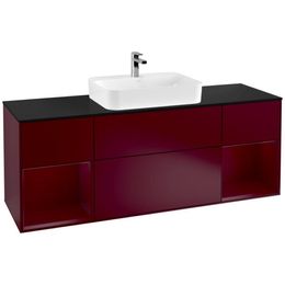 Villeroy & Boch Villeroy und Boch Finion Waschtischunterschrank F452HBHB 160x60,3cm, Abdeckplatte black matt, Regale Peony matt lacquer, Peony Matt