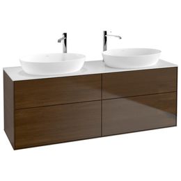 Villeroy & Boch Villeroy und Boch Finion Waschtischunterschrank G96100GN 160x60,3cm, Emotion, Abdeckplatte white matt, Walnut veneer
