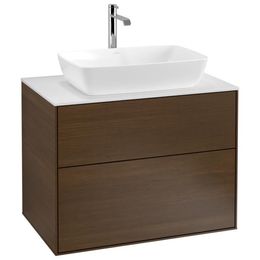 Villeroy & Boch Villeroy und Boch Finion Waschtischunterschrank F75100GN 80x60,3cm, Abdeckplatte white matt, Walnut veneer