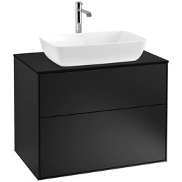 Villeroy & Boch Villeroy und Boch Finion Waschtischunterschrank F75200PD 80x60,3cm, Abdeckplatte black matt, Black matt lacquer