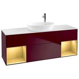 Villeroy & Boch Villeroy und Boch Finion Waschtischunterschrank F981HFHB 160cm, Abdeckplatte white matt, Regale Gold matt lacquer, Peony Matt