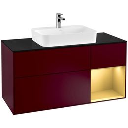 Villeroy & Boch Villeroy und Boch Finion Waschtischunterschrank G422HFHB 120cm, Abdeckplatte black matt, Emotion, Regal rechts Gold matt, Peony Matt
